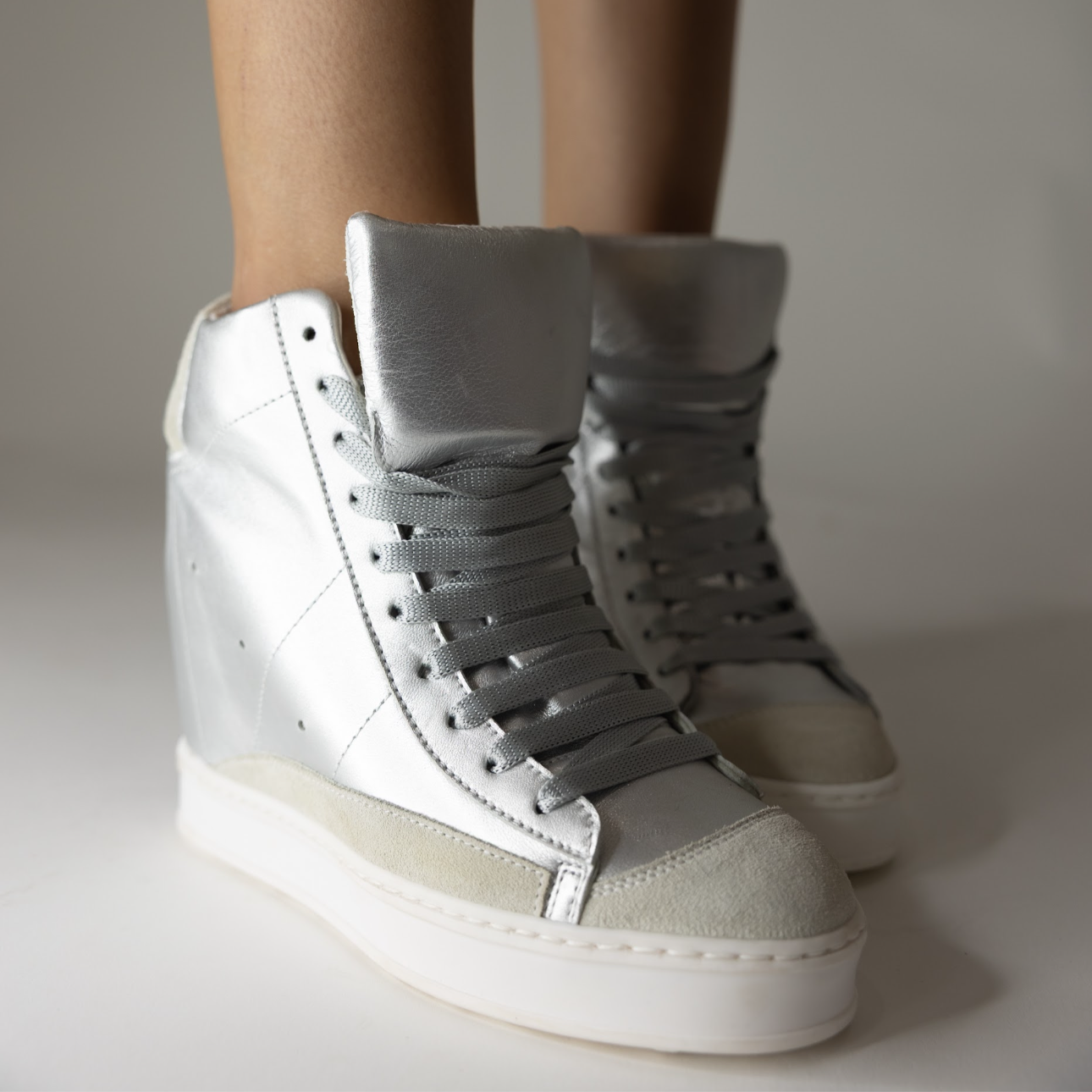 Fearless Silver Wedge Sneaker | Shop Luxury Shoes | CynthiaRichard