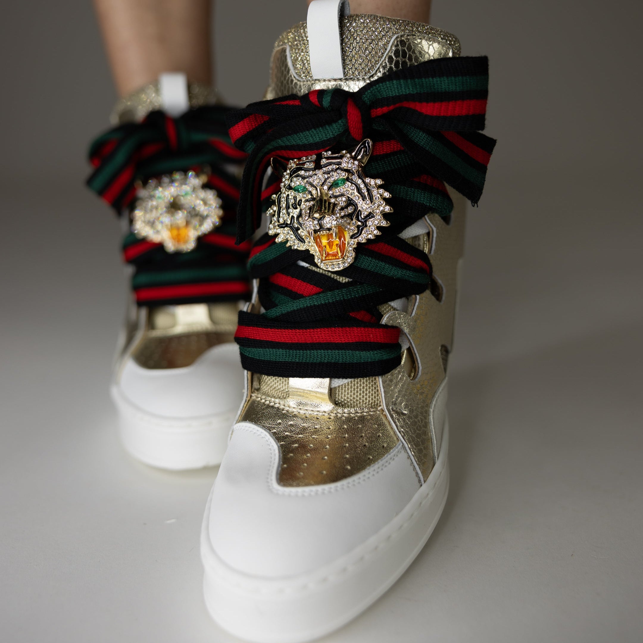 Courageous Gold Tiger Wedge Sneaker – CynthiaRichard