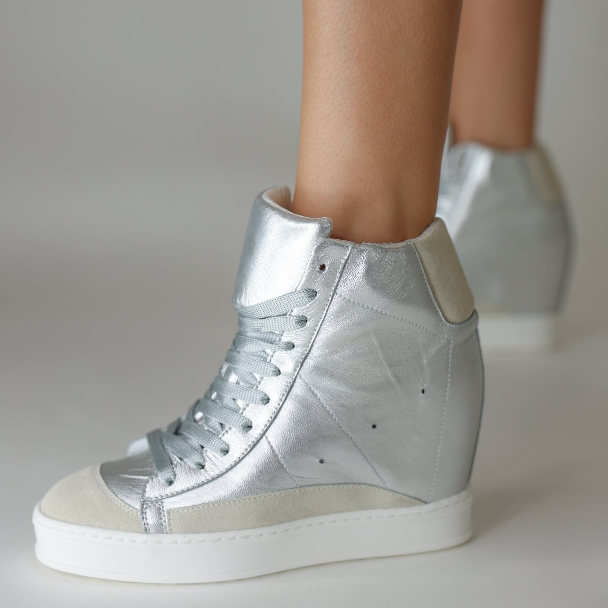 Fearless Silver Wedge Sneaker | Shop Luxury Shoes | CynthiaRichard